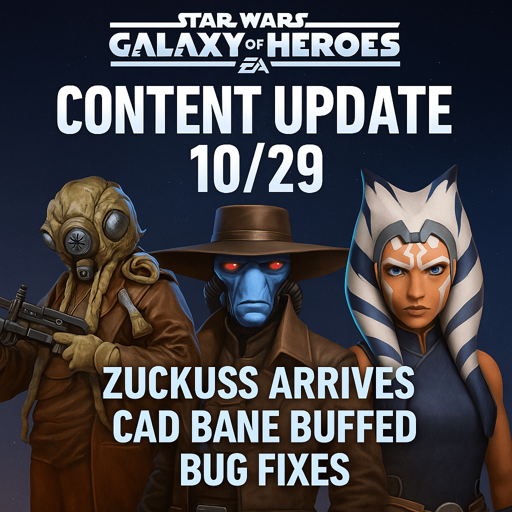 Star Wars Galaxy of Heroes Content Update 10/29 – Zuckuss, Cad Bane ...